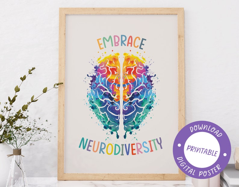 Embrace Neurodiversity, Mental Health Office Decor, ADHD, Autism ...
