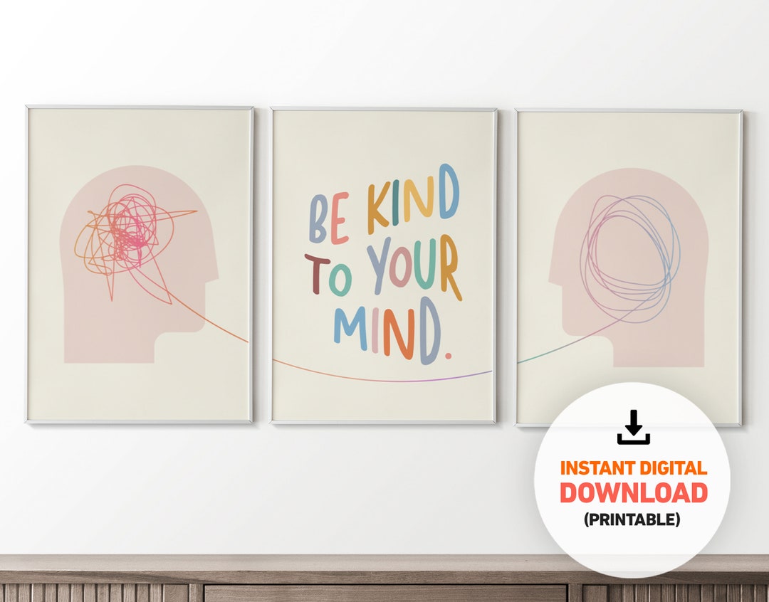 Be Kind to Your Mind, Printable, Poster, Mental Health Art, Therapy ...