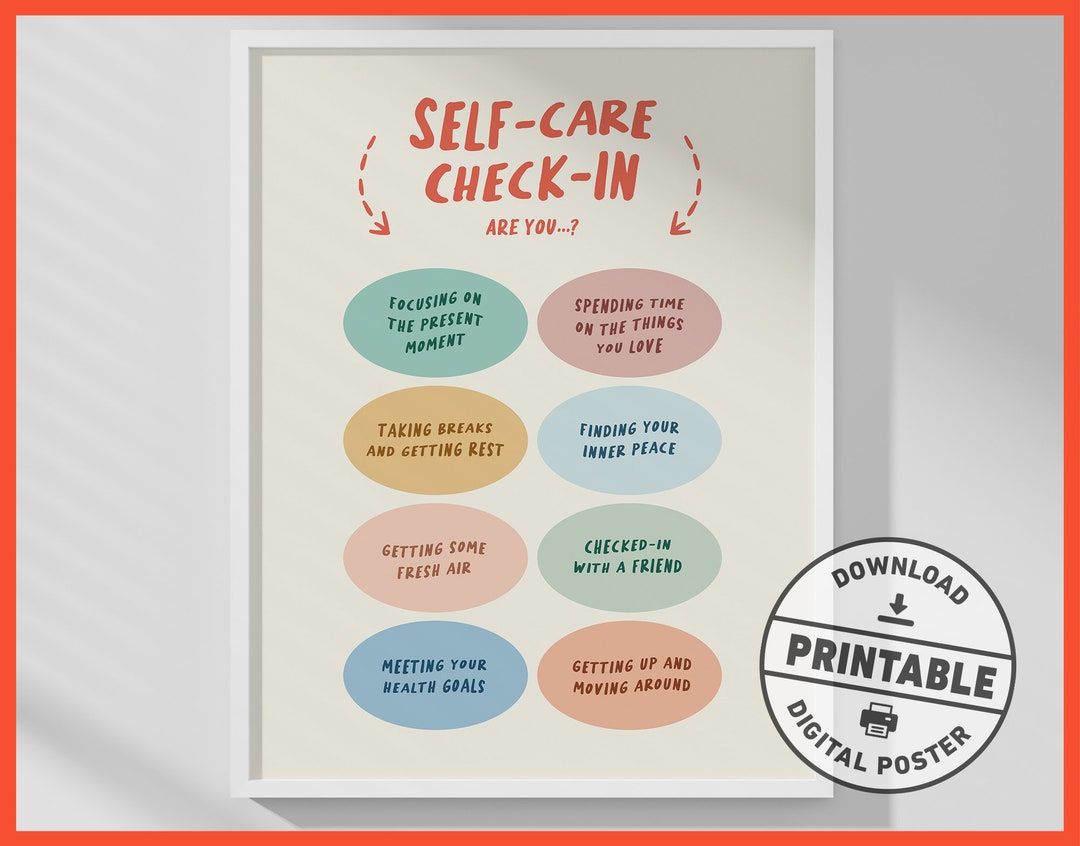 Self-care Check-in, Printable Wall Art, Self Love Club, Mental Health ...