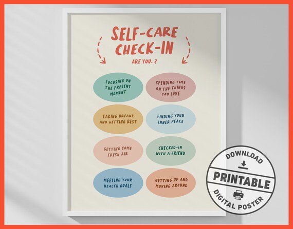 Self-care Check-in Printable Wall Art Self Love Club Mental - Etsy