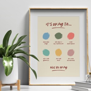 It’s Okay to Not Be Okay | Printable Poster| Mental Health | Therapy ...