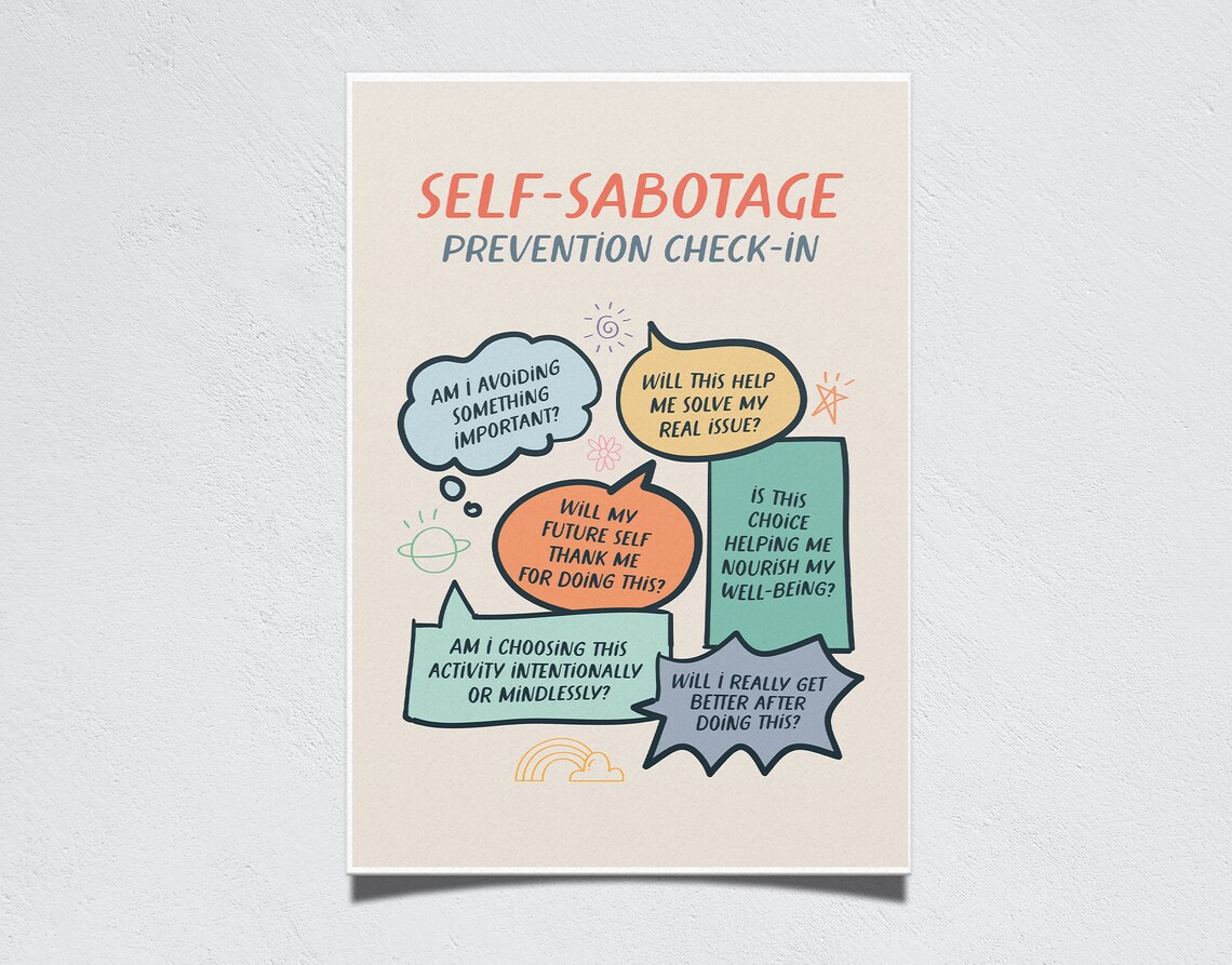 Self-sabotage Prevention Check-in Printable Digital Poster | Etsy
