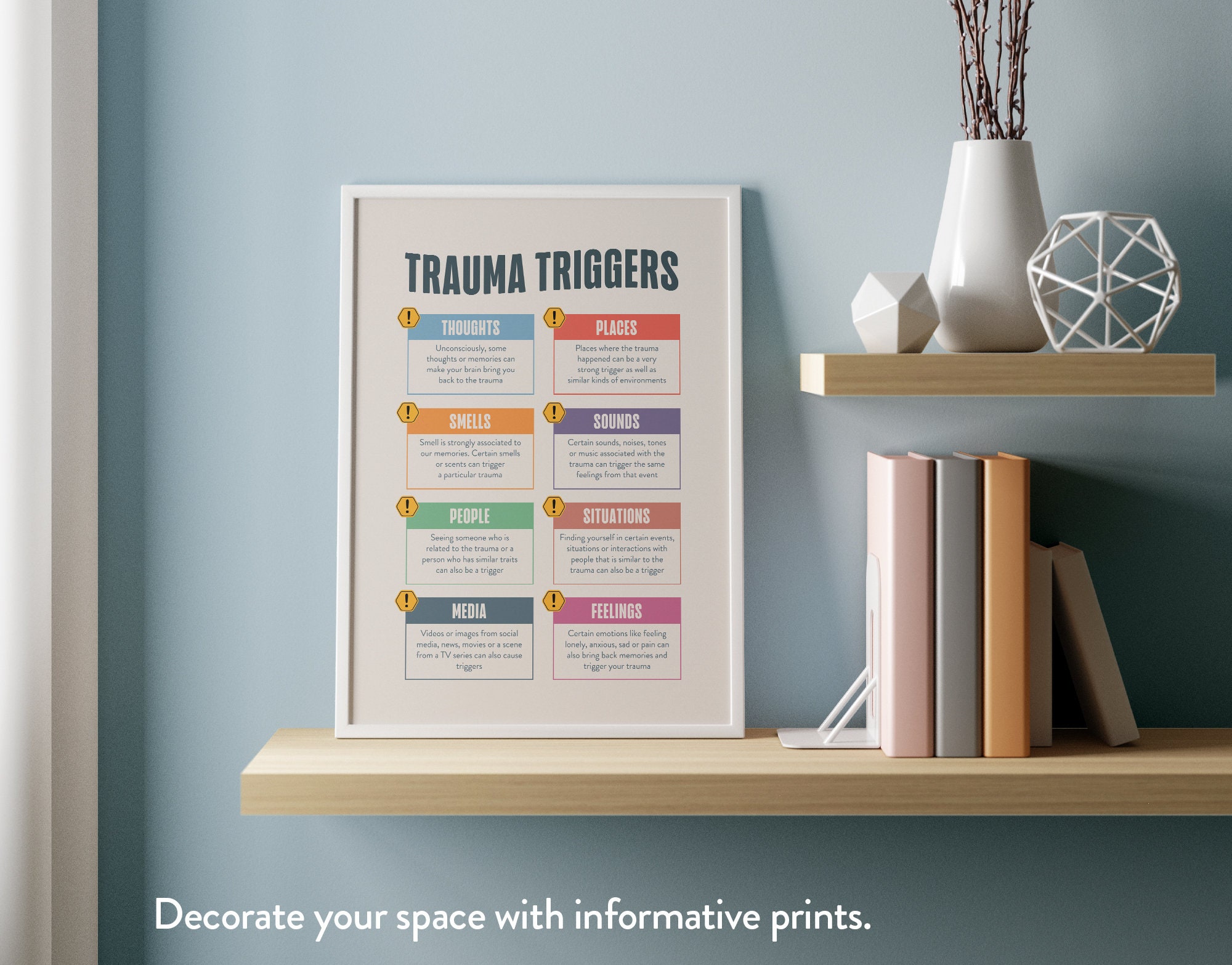 Trauma Triggers Printable Wall Art PTSD Trigger Warnings | Etsy