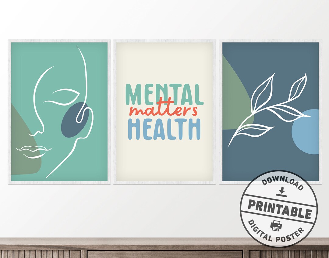 Therapy Office Decor, Printable Poster, Mental Health Matters, Set of 3 ...