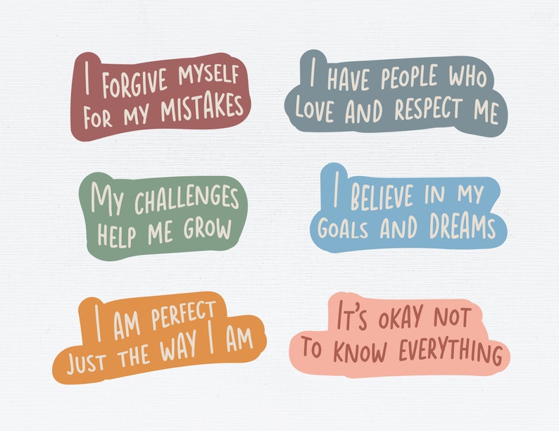 Positive Affirmations Printable Sticker Pack Self-love | Etsy