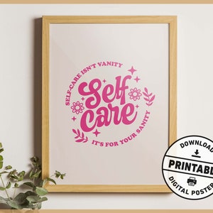 Trendy Retro Self Care Mental Health Printable Aesthetic Wall Art ...