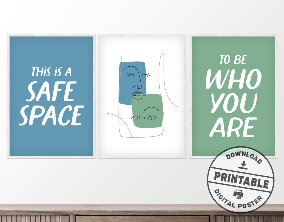 Counseling Office Decor, Printable Wall Art, Safe Space, Set of 3 ...