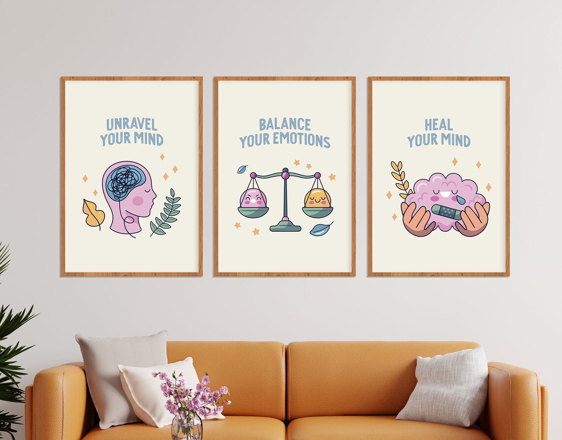 Therapy Office Decor, Set of 3, Mental Health, Printable Poster ...