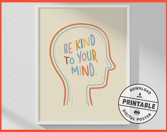 Be Kind to Your Mind Printable Poster Mental Health Art | Etsy