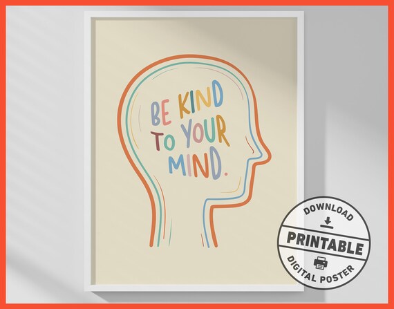 Be Kind to Your Mind Printable Poster Mental Health - Etsy