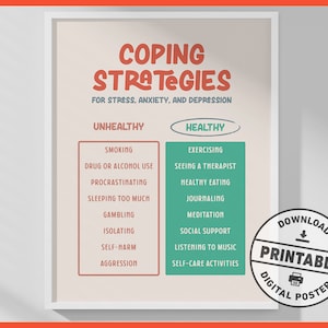 Healthy Vs Unhealthy Coping Strategies, Therapy Office Decor, Mental ...