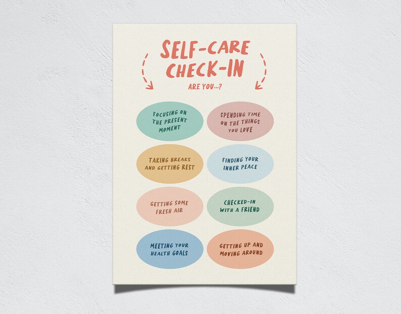 Self-care Check-in Printable Wall Art Self Love Club Mental - Etsy