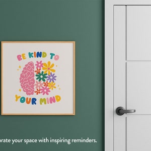 Be Kind to Your Mind, Digital Print, Mental Health Art, Therapy Office ...
