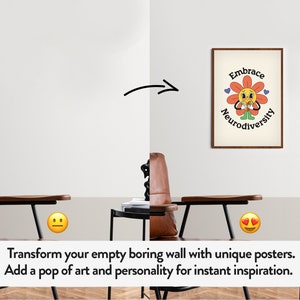 Embrace Neurodiversity, Retro Wall Art, ADHD Poster, Mental Health ...