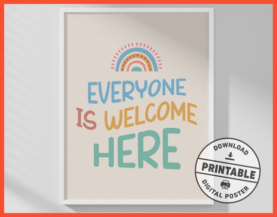 Everyone is Welcome Here Printable Poster Therapy - Etsy