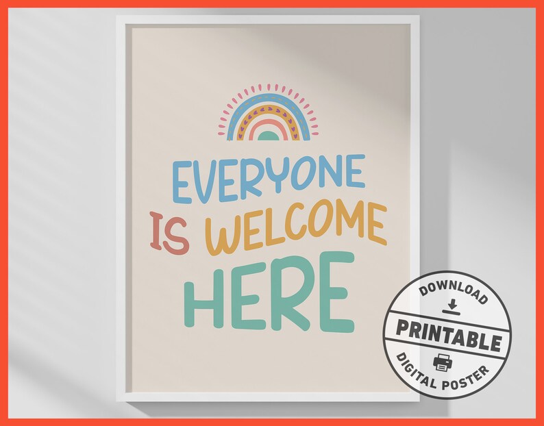 Everyone is Welcome Here Printable Poster Therapy - Etsy