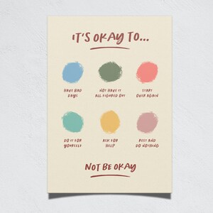 It’s Okay to Not Be Okay | Printable Poster| Mental Health | Therapy ...