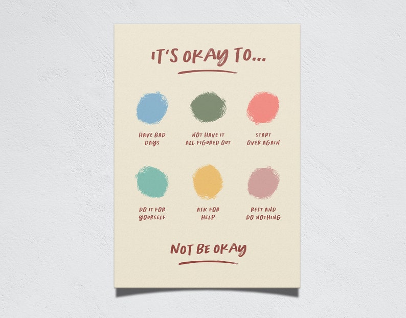 Its Okay to Not Be Okay Printable Poster Mental Health - Etsy