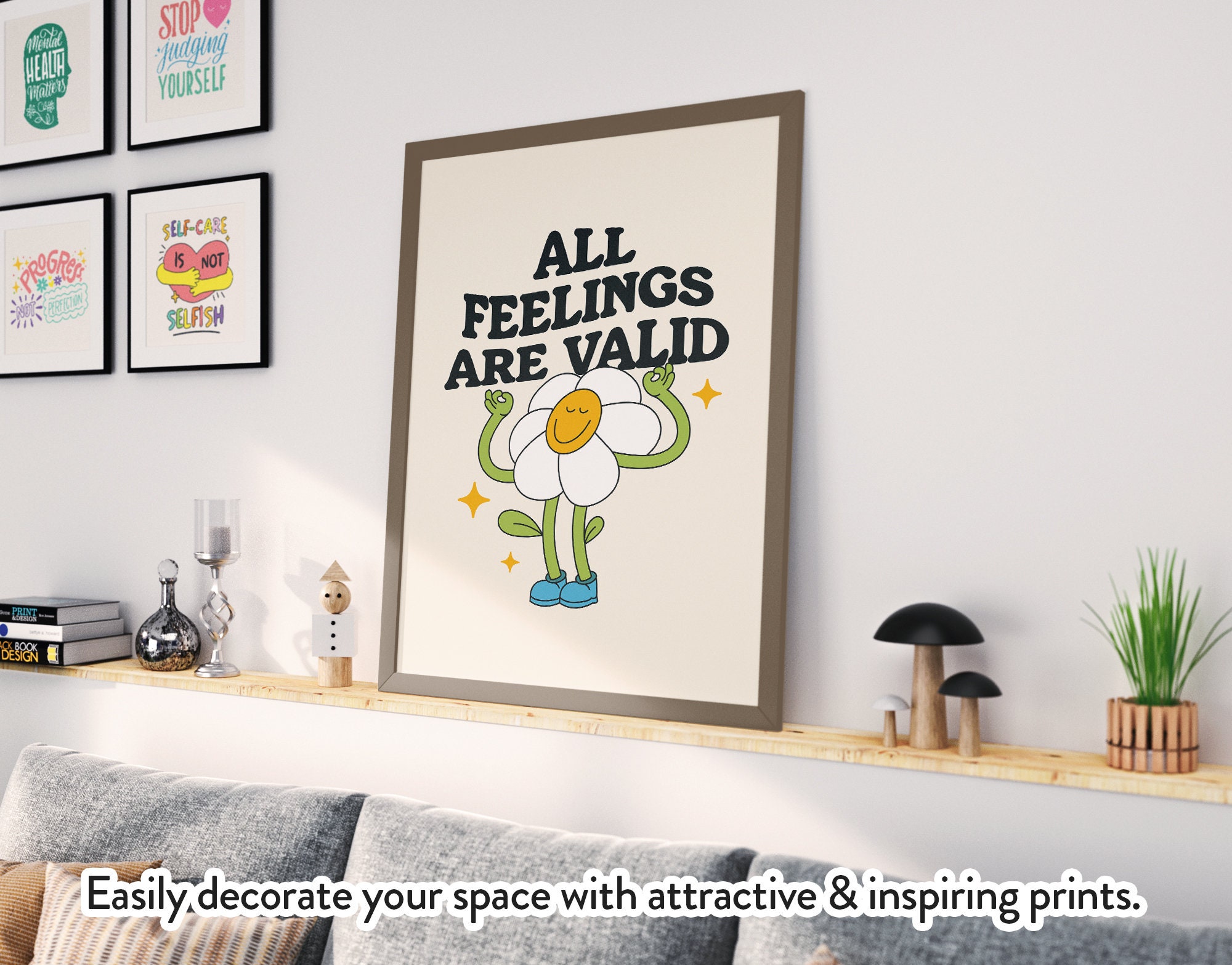 All Feelings Are Valid, Mental Health Retro Poster, Counseling Office ...