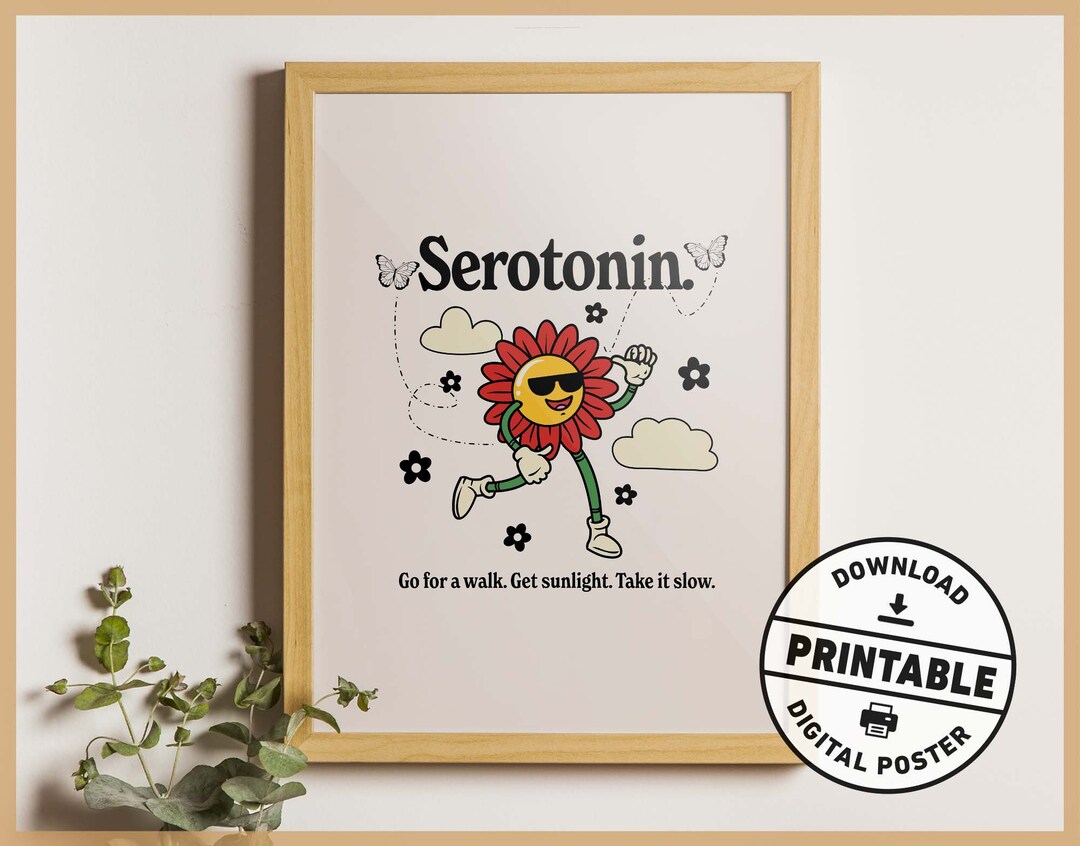 Trendy Retro Serotonin Positive Mental Health Printable Aesthetic Wall ...