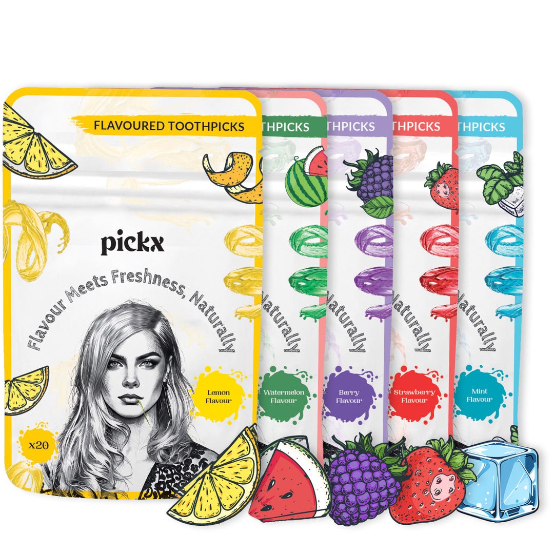Mega Pack Flavoured Toothpicks (5 Pack) Lemon, Strawberry, Watermelon ...