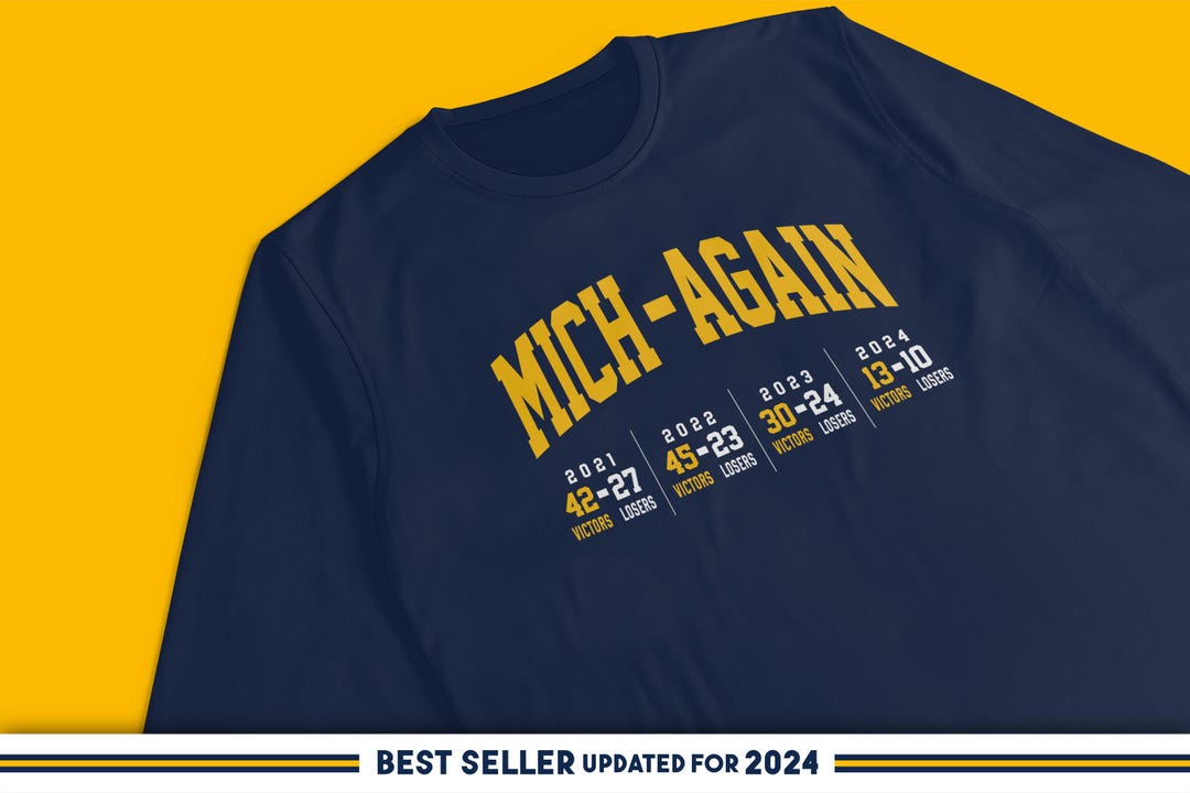 Michigan Football Long Sleeve Shirt, 2024, University, Mich-again ...
