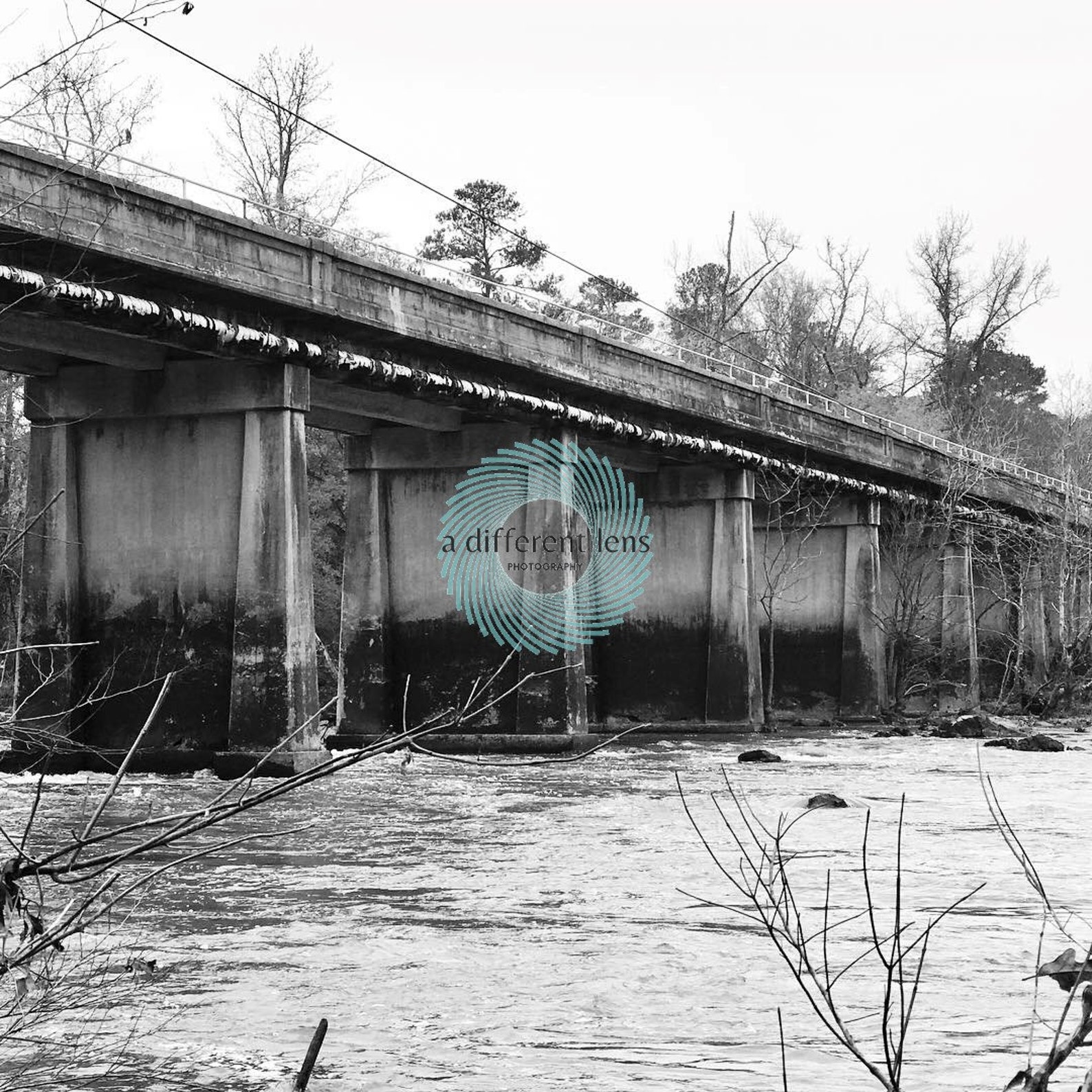 Chatham County Photography, Bynum Bridge B&W - Etsy
