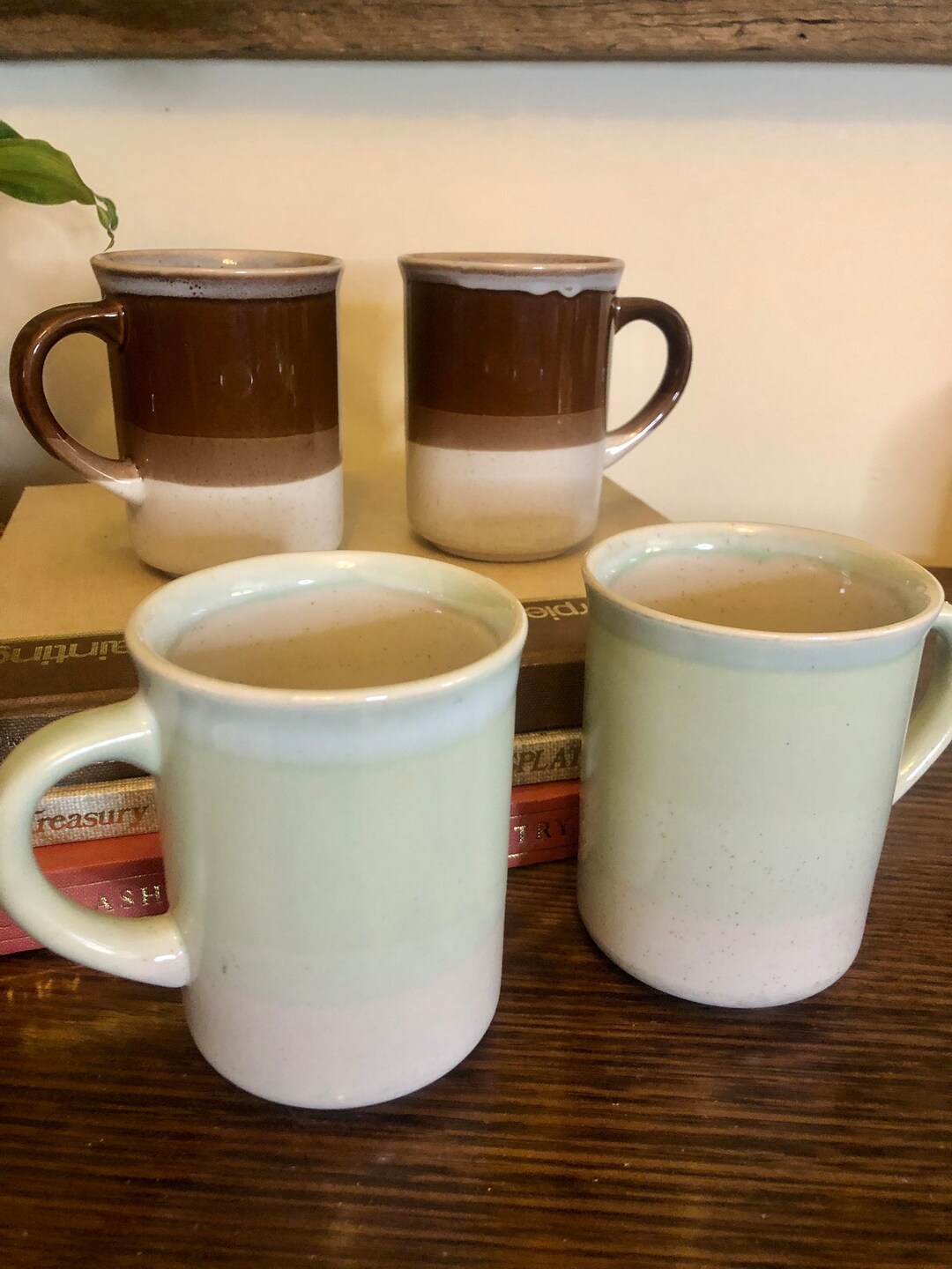 Retro Mug, Set of Mugs, Vintage Stoneware Mugs, Retro Brown Mugs, Retro ...