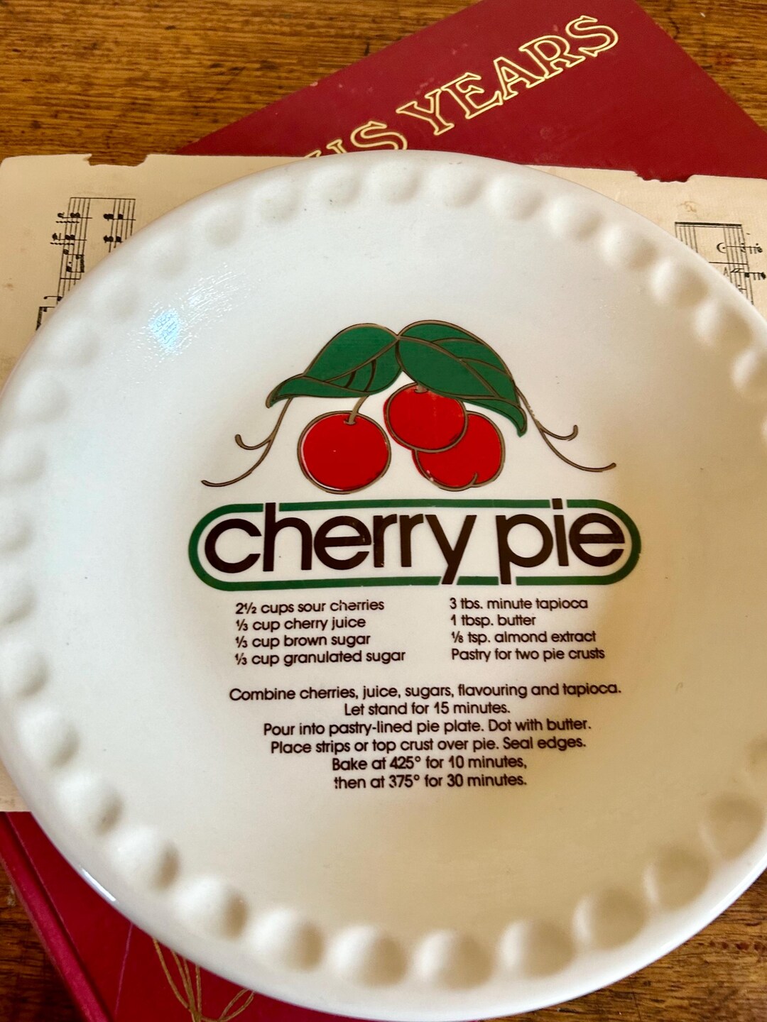 Vintage Cherry Pie Stoneware Dish, Recipe Platter - Etsy