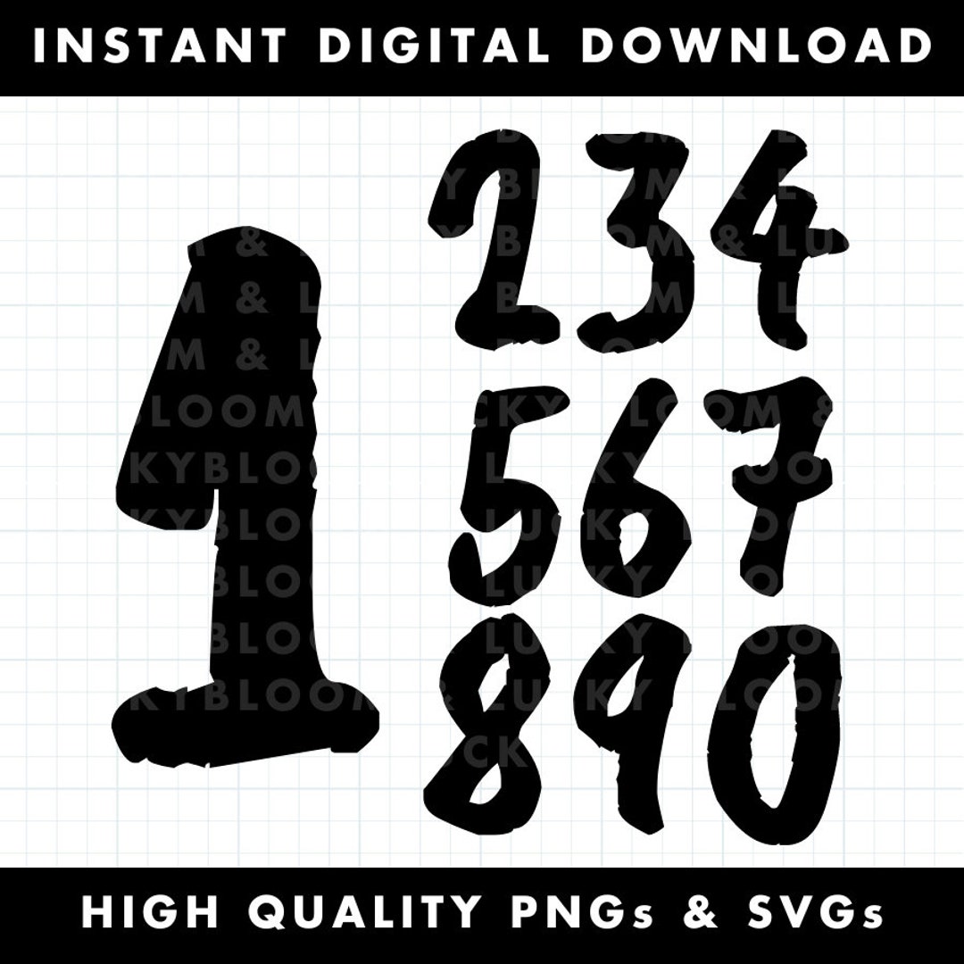 Sharpie Numbers SVG Bundle Hand Drawn 0-9 Birthday Numbers SVG Files ...