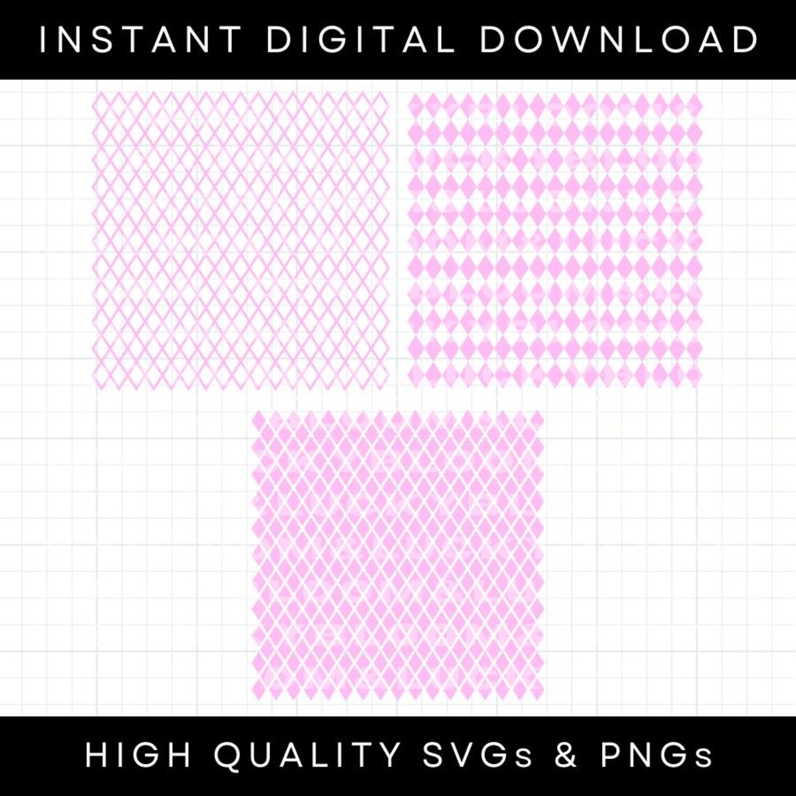 Diamond Pattern SVG Bundle Pink Checkered Diamond Pattern Png & SVG Cut ...