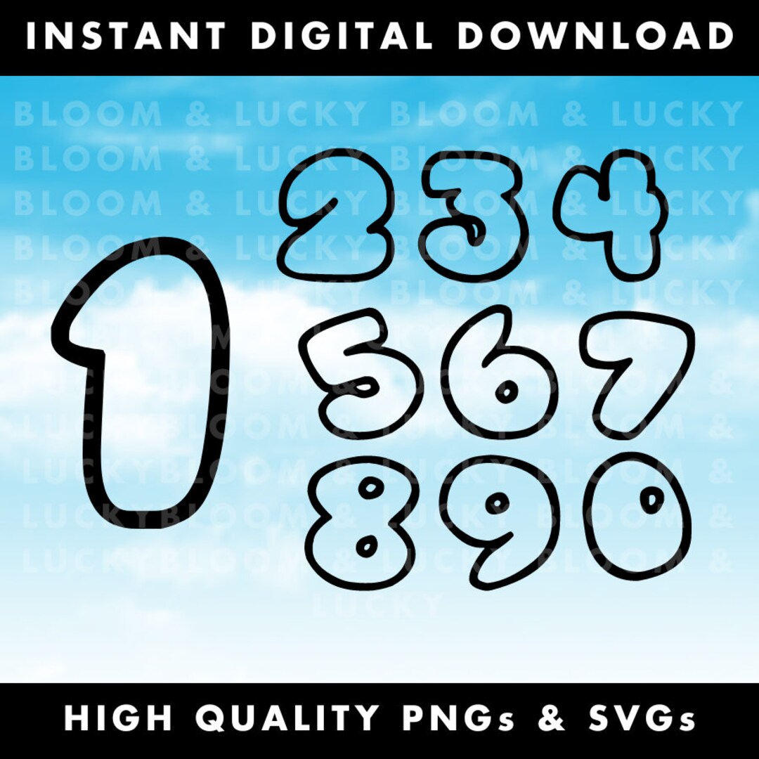 0-9 Cartoon Balloon Numbers SVG Bundle Birthday Numbers SVG Files for ...