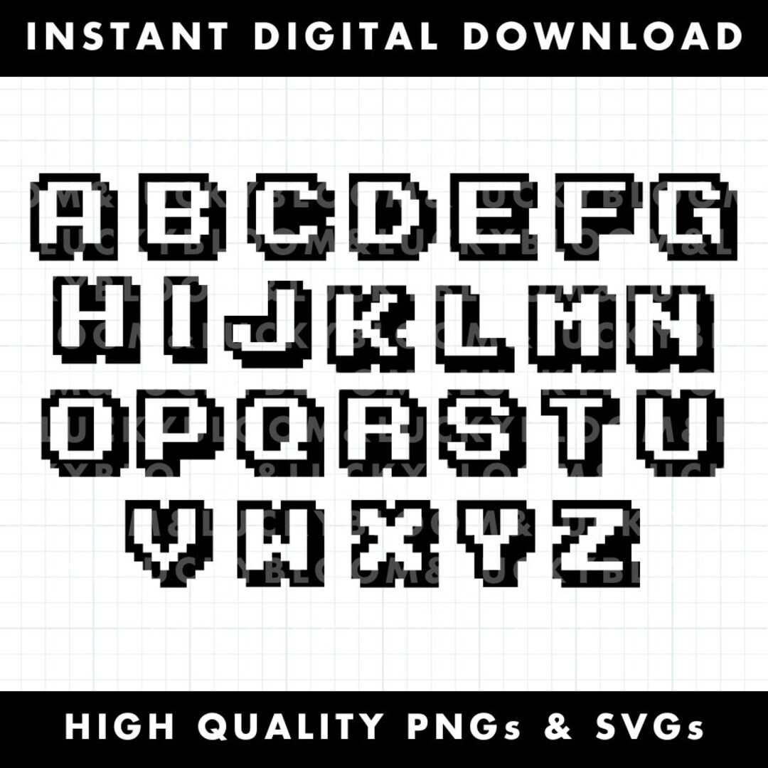 Retro Arcade Pixel 8-bit Font SVG Bundle Arcade Game Alphabet Letters ...
