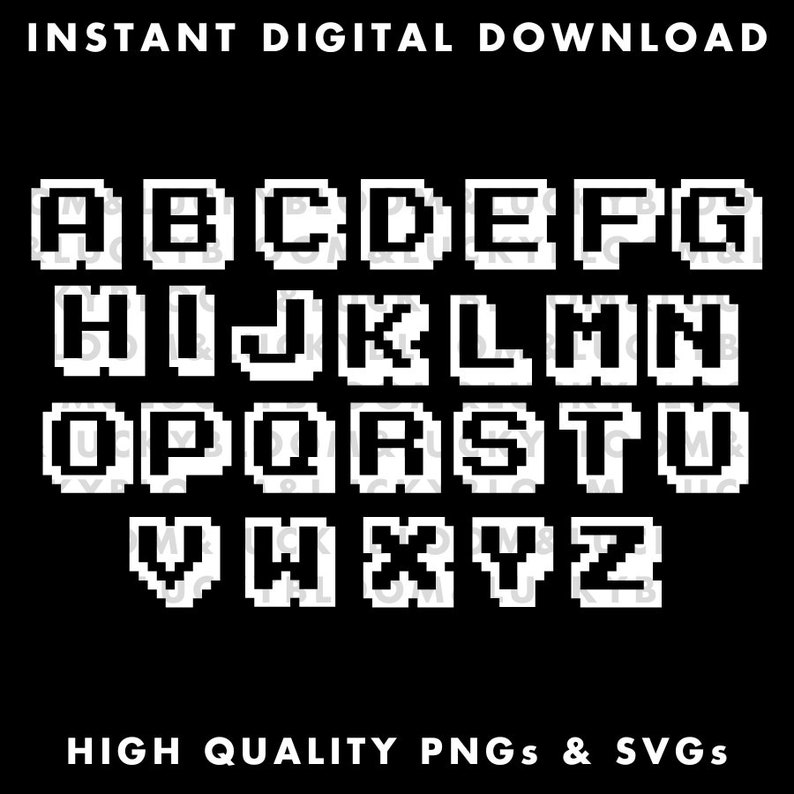 Retro Arcade Pixel 8-bit Font SVG Bundle Arcade Game Alphabet Letters ...