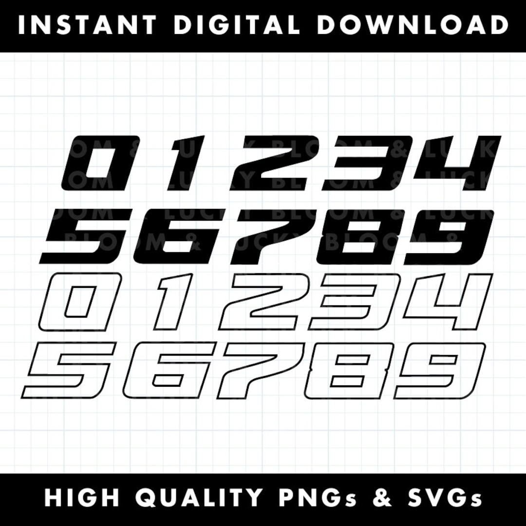0-9 Racing Numbers Clipart Pngs & Svgs SVG Files for Cricut Racing ...