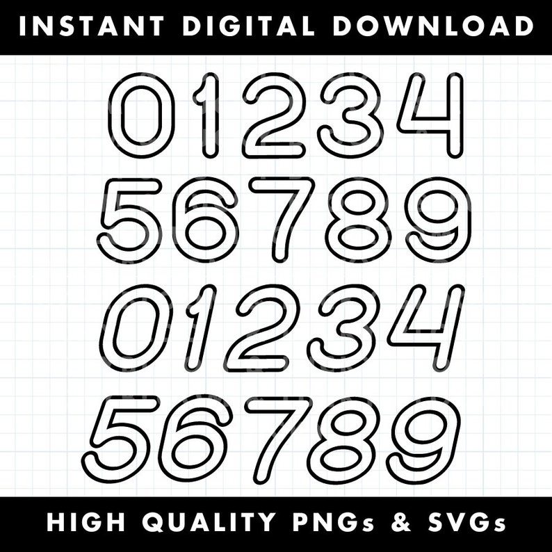0-9 Neon Style Font Numbers SVG Bundle Birthday Numbers SVG Files for ...