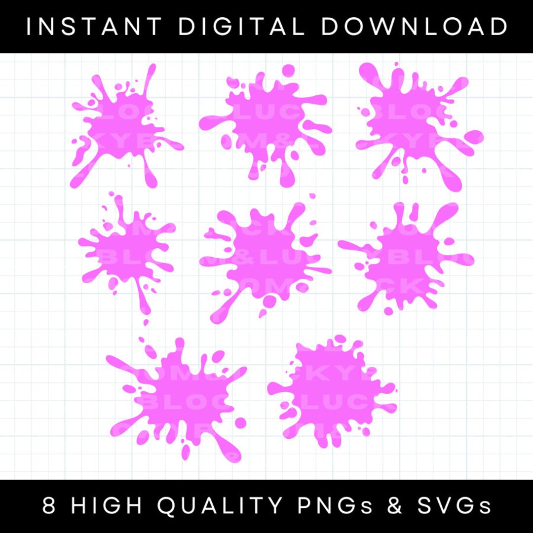 Paint Splatter SVG Bundle Pink Paint Splat SVG Vector Clipart ...