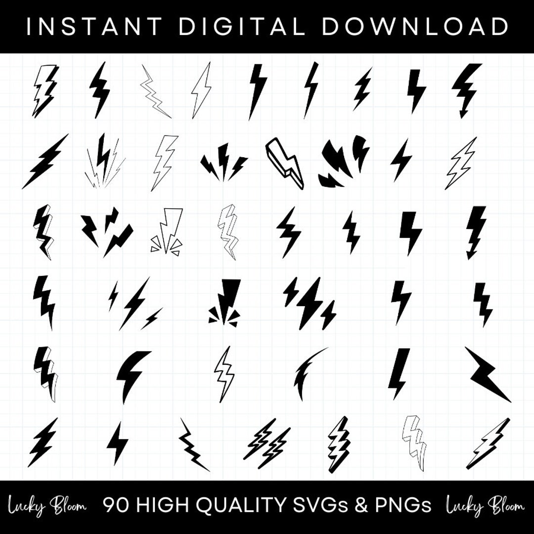Lightning Bolt Bundle Pngs & Svgs 45 Lightning Bolts SVG Cut Files for ...