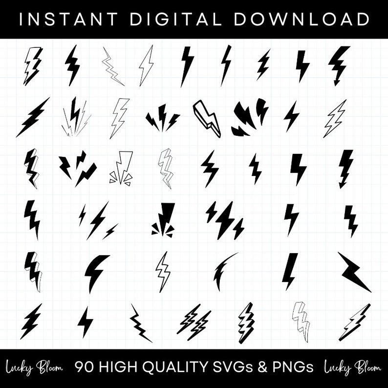 Lightning Bolt Bundle Pngs & Svgs 45 Lightning Bolts SVG Cut Files for ...