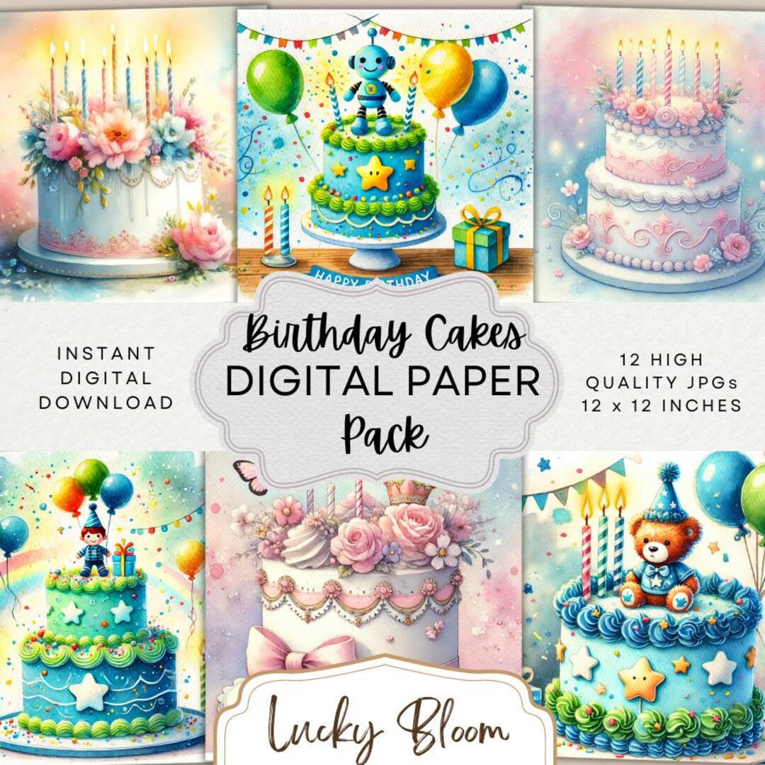 Birthday Cake Junk Journal Pages Digital Paper Printable Cards Birthday ...