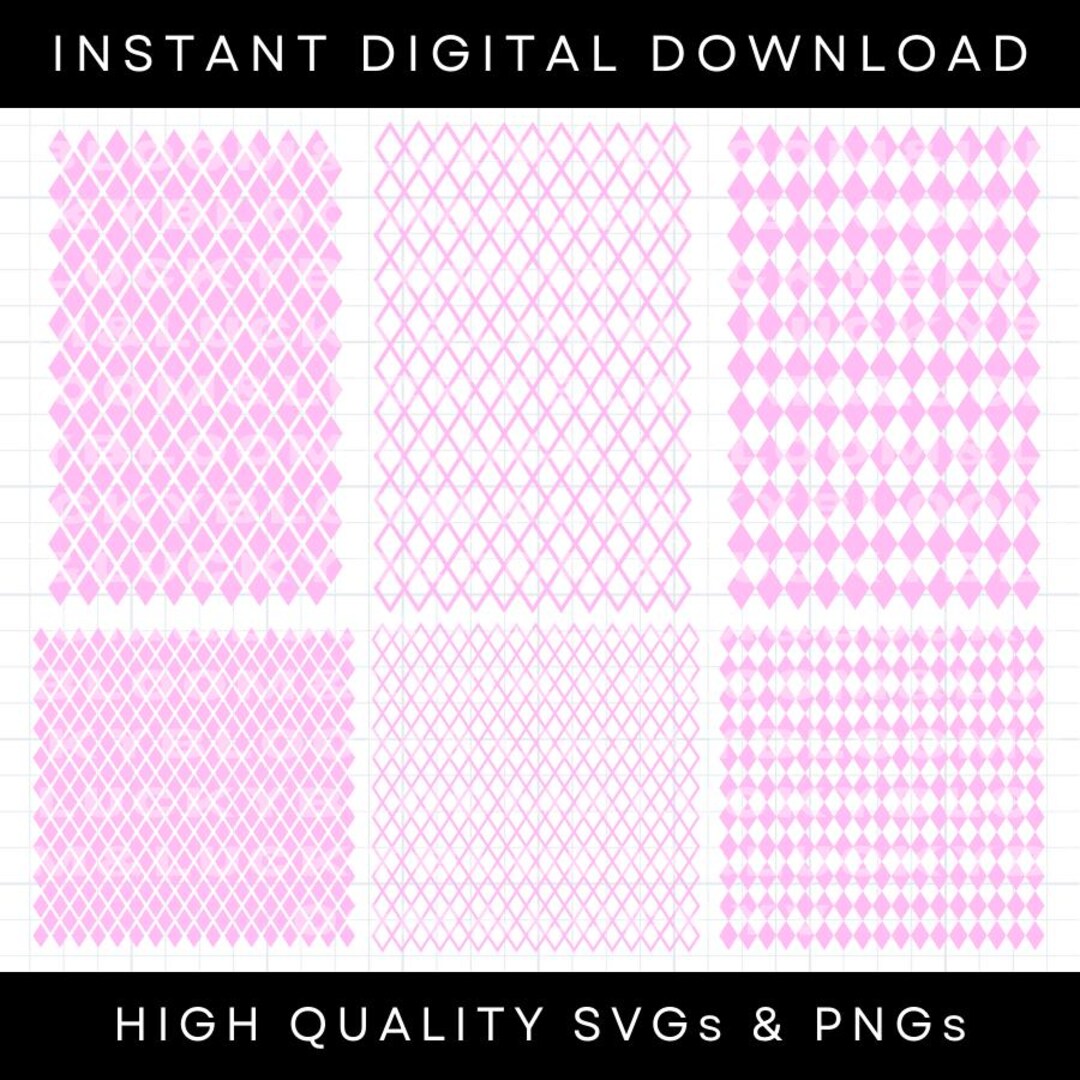 Diamond Pattern SVG Bundle Pink Checkered Diamond Pattern Png & SVG Cut ...