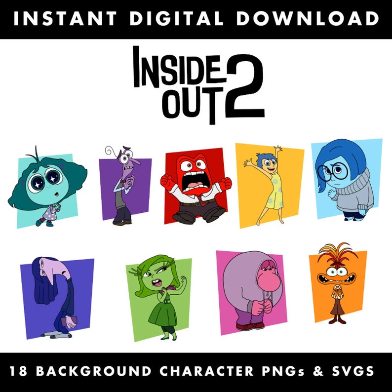 Inside Out 2 Character Clipart PNG Bundle Inside Out 2 Digital Download ...
