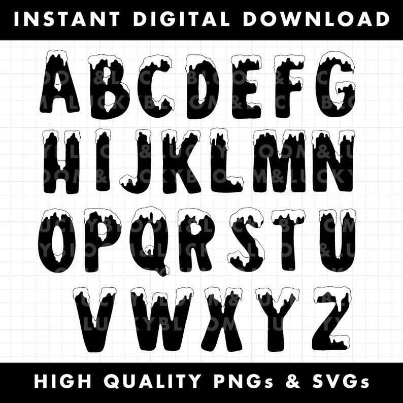 Christmas Snow Font SVG Bundle Snow Alphabet Letters Pngs and SVG Files ...