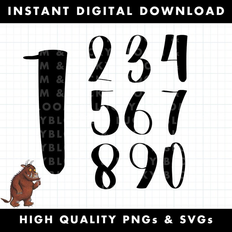 0-9 Gruffalo Style Font Numbers SVG Bundle Birthday Numbers SVG Files ...
