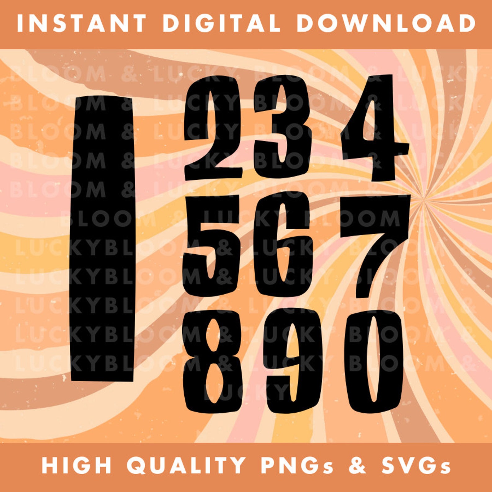 0-9 Retro 60s Numbers SVG Bundle Birthday Numbers SVG Files for Cricut ...