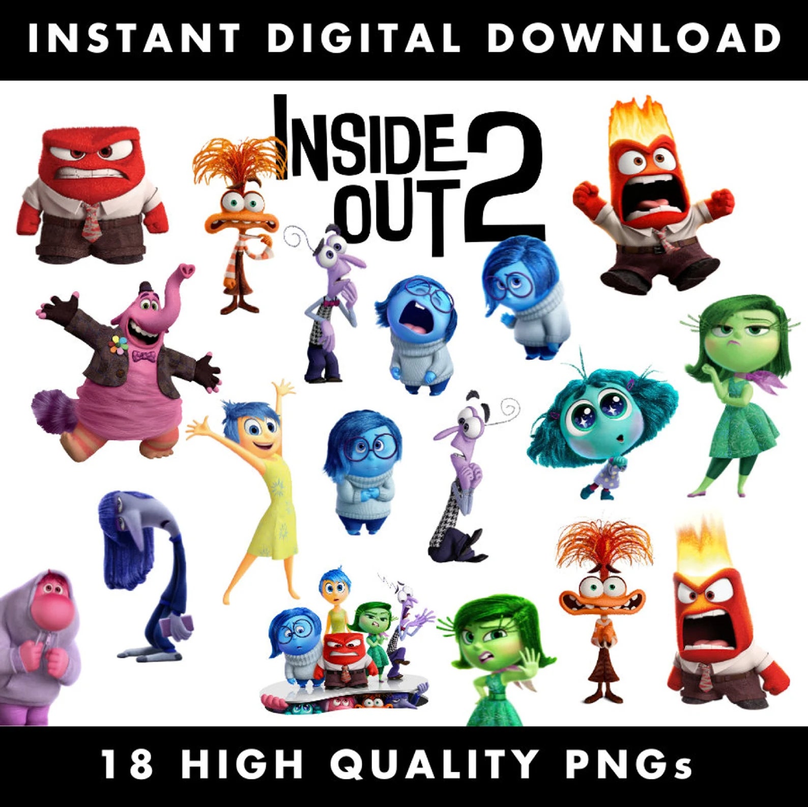 Inside Out 2 Character Clipart PNG Bundle Inside Out 2 Digital Download ...