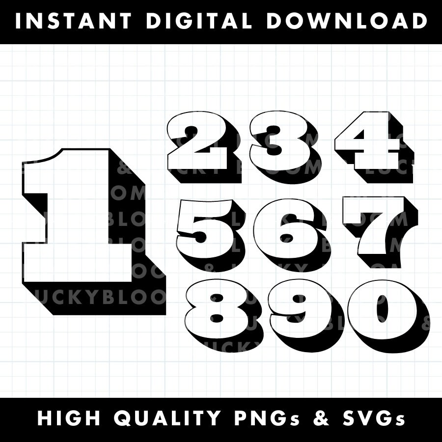 0-9 Numbers SVG Bundle Birthday Numbers SVG Files for Cricut Number ...