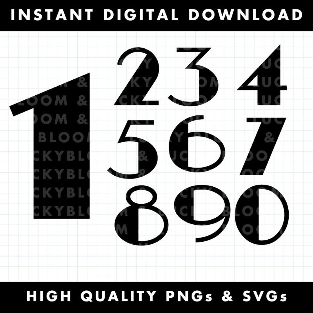 0-9 Art Deco Numbers Font SVG Bundle Birthday Numbers SVG Files for ...