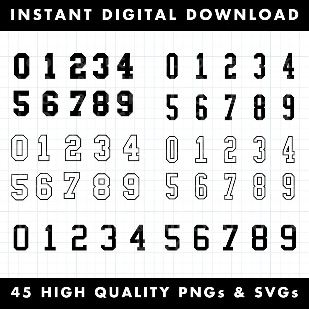 0-9 College Football Soccer Numbers SVG Bundle Varsity Numbers SVG ...