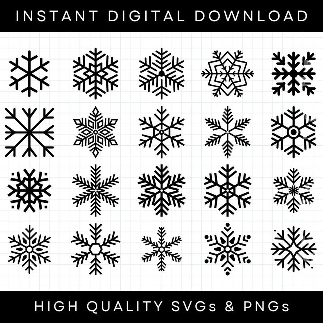 Snowflake Christmas Bundle Clipart PNG & SVG 20 Snowflake Svgs ...